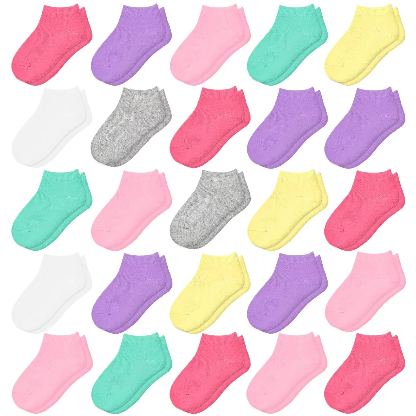 HYCLES 25 Pairs Girls Ankle Socks, Soft Low Cut, Breathable, Kids Socks ...