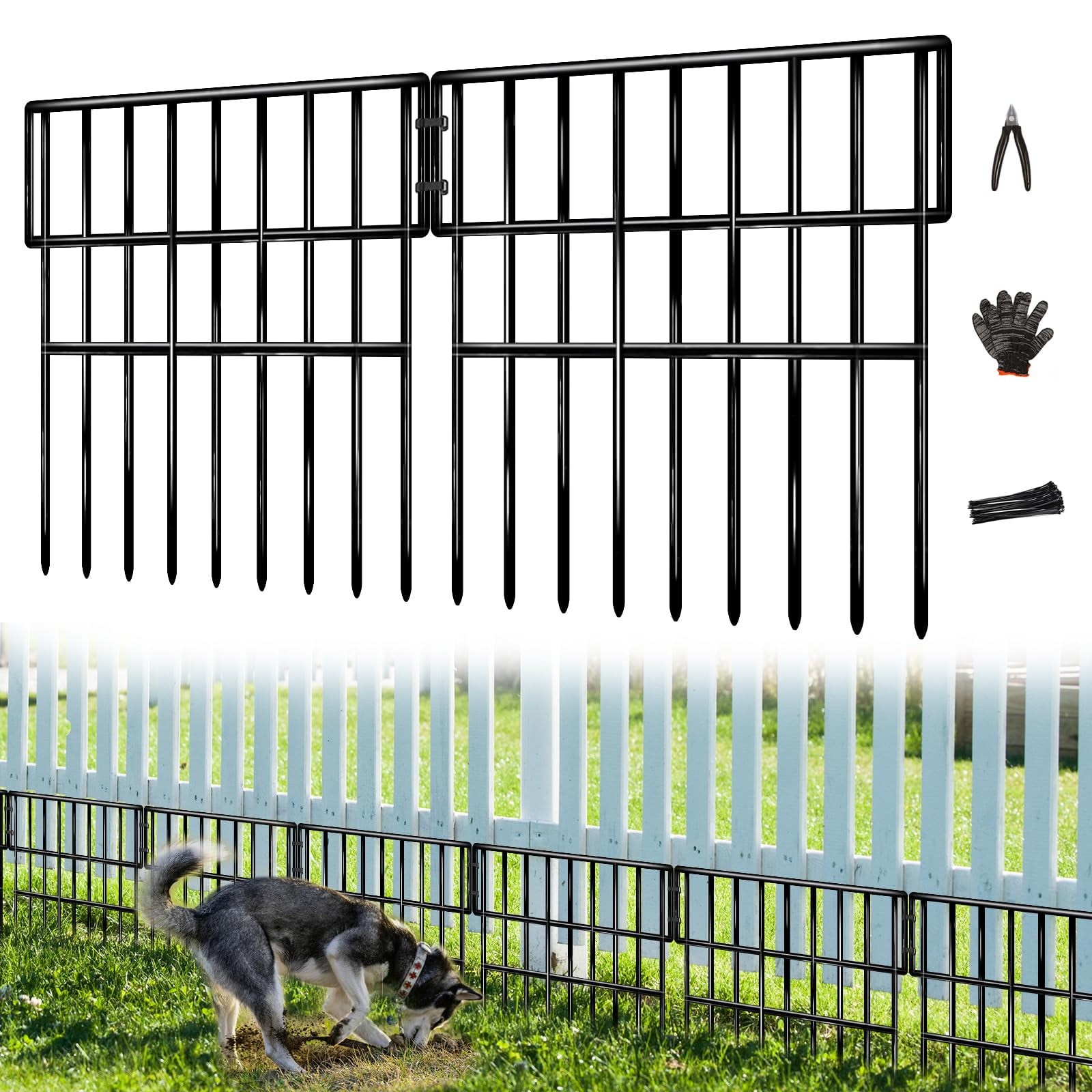 25 Panels Animal Barrier Fence, 27 Ft(L) X 13 in(H) No Dig Garden Edging Border for Yard, Anti ...