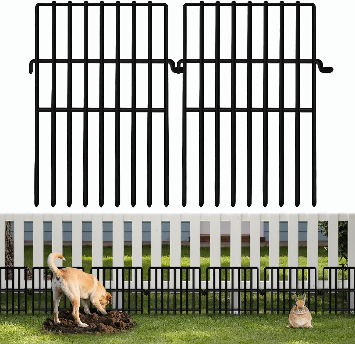 25 Panels Animal Barrier Fence, No Dig Fence for Dogs 17in (H) X 27ft ...