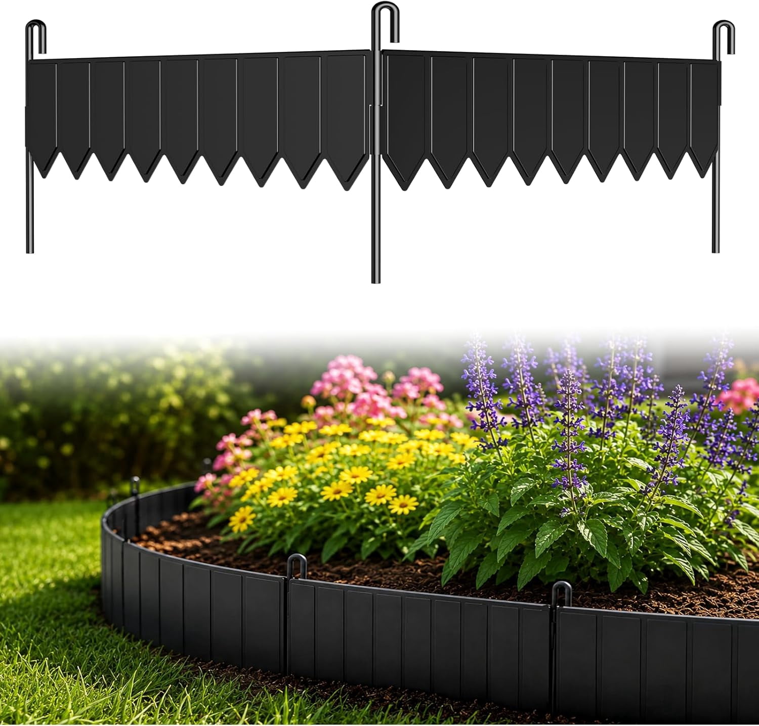 25 Panels Modular Metal Garden Edging 3.2in (H) x 33 ft (L)–Landscape ...