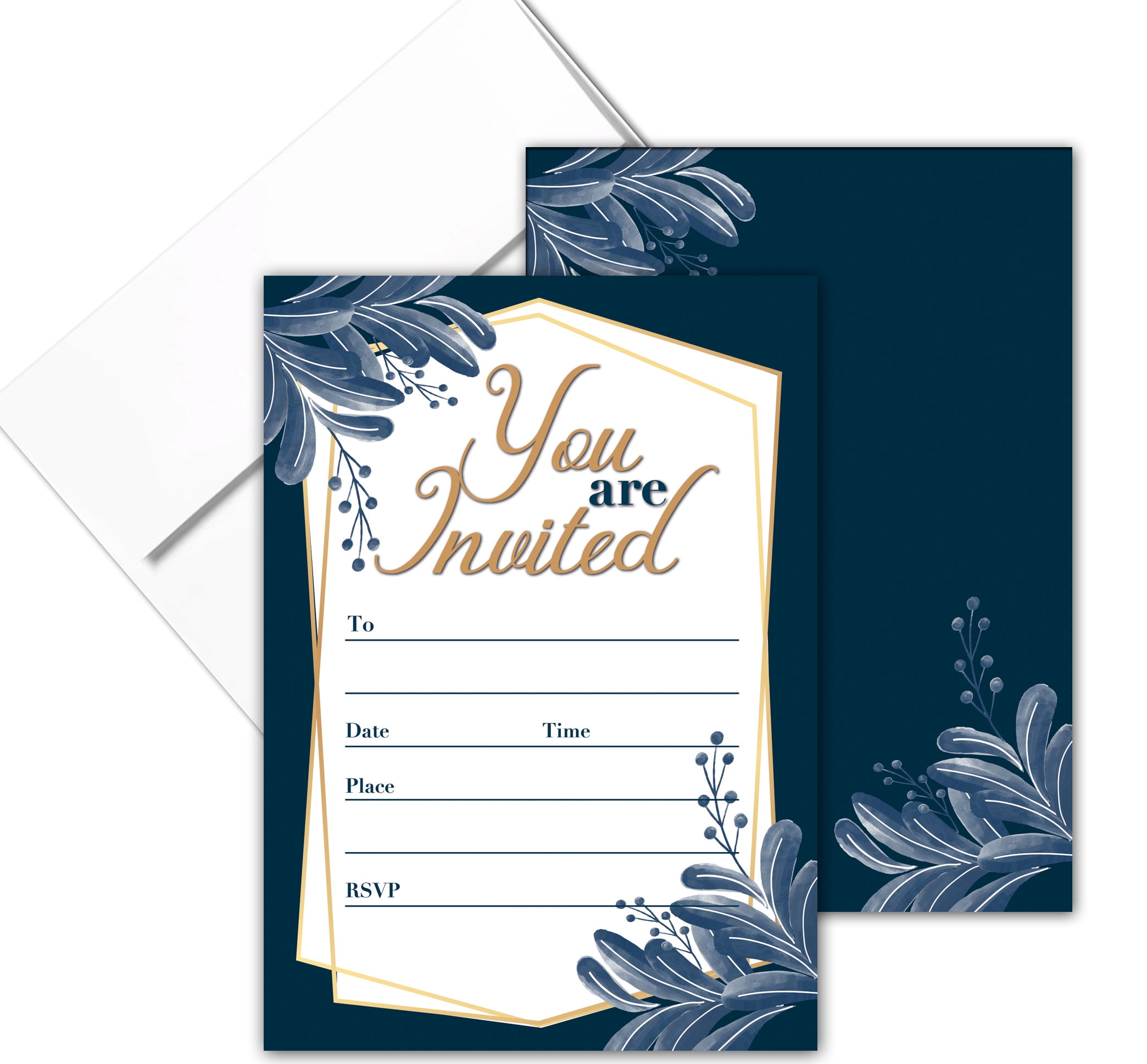 25 Party Invites with Envelopes - Double Sided Formal Invitations ...
