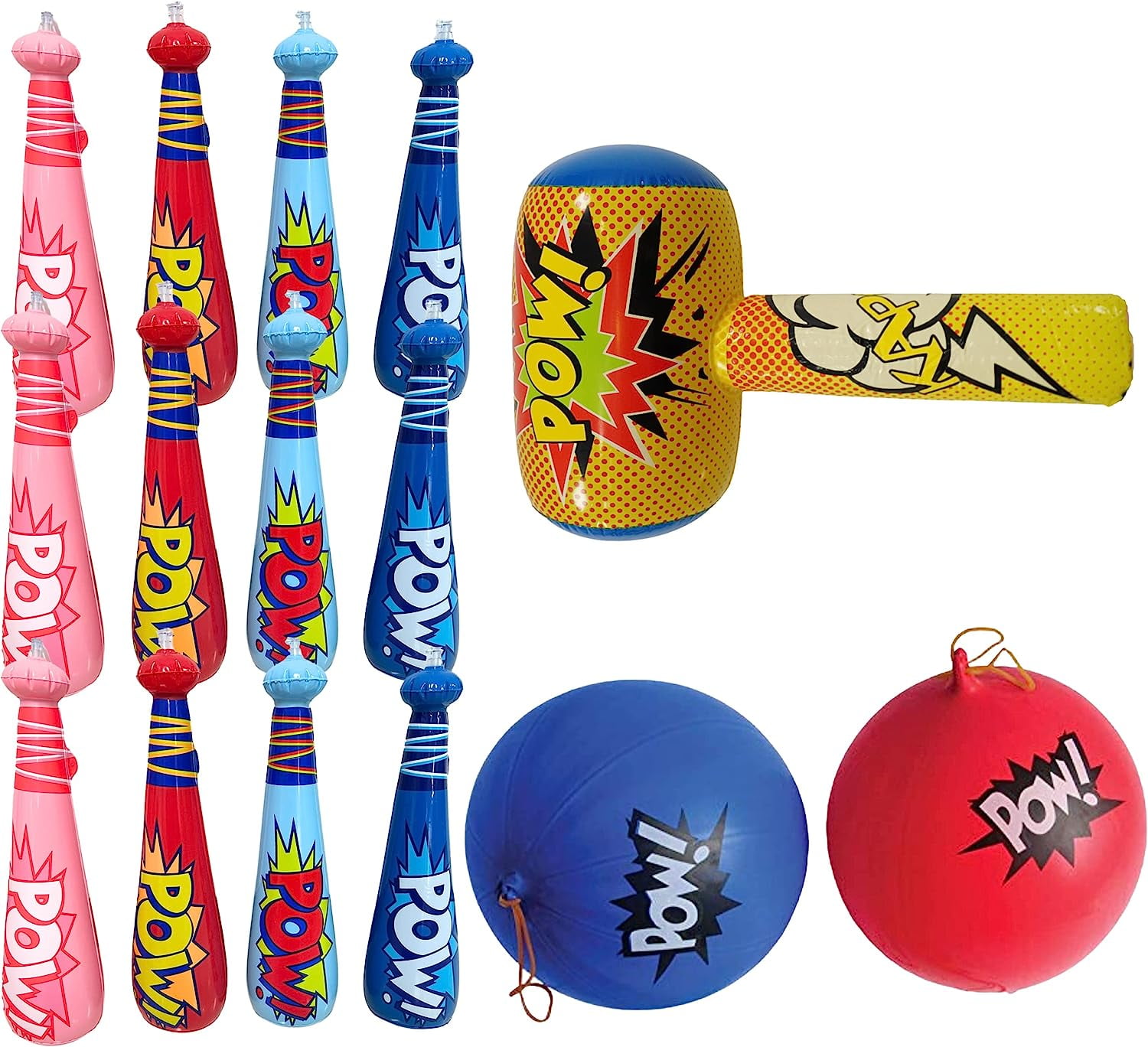 4E's Novelty 25-Pc Inflatable Baseball Bat & Punch Balloon Set ...