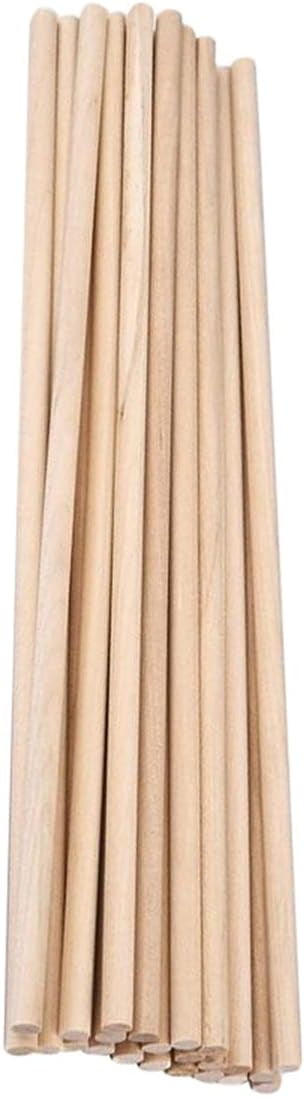 25 Pcs 0.2x7.87 inch Wooden Dowel Rods, Unfinished Round Wood Sticks ...