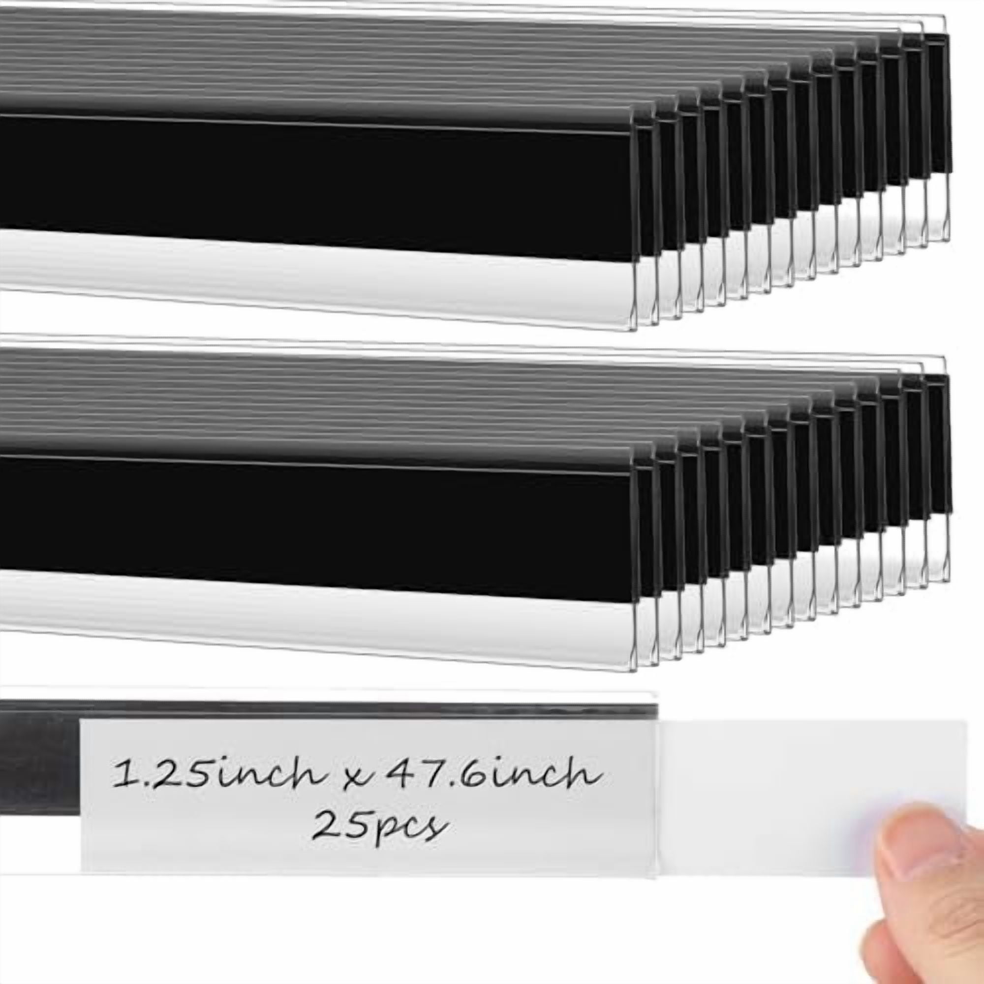 25 Pcs 1. 25 Inch Magnetic Shelf Label Strip Holders for Metal Racks ...