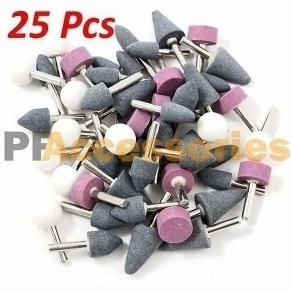 25 Pcs 1/8" Inch Assorted Mounted Stone Point Abrasive Grinding Wheel ...