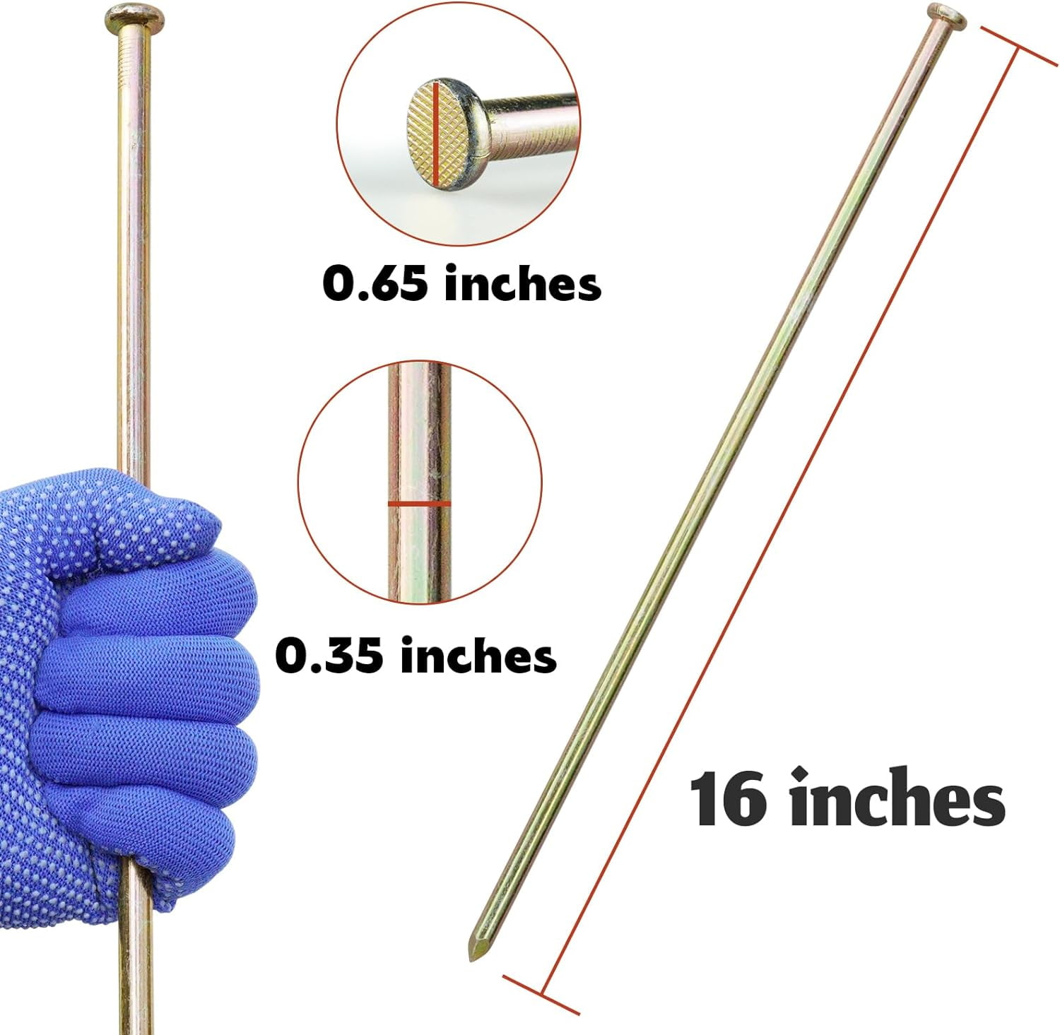 25 Pcs 16 Inch Landscape Stakes, Heavy Duty Galvanized Rebar Anchor for ...