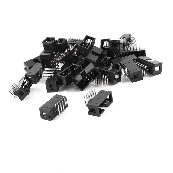 25 Pcs 2x5 Pin 10P 90 Degree PCB Mounting Connector Cable IDC Pin ...