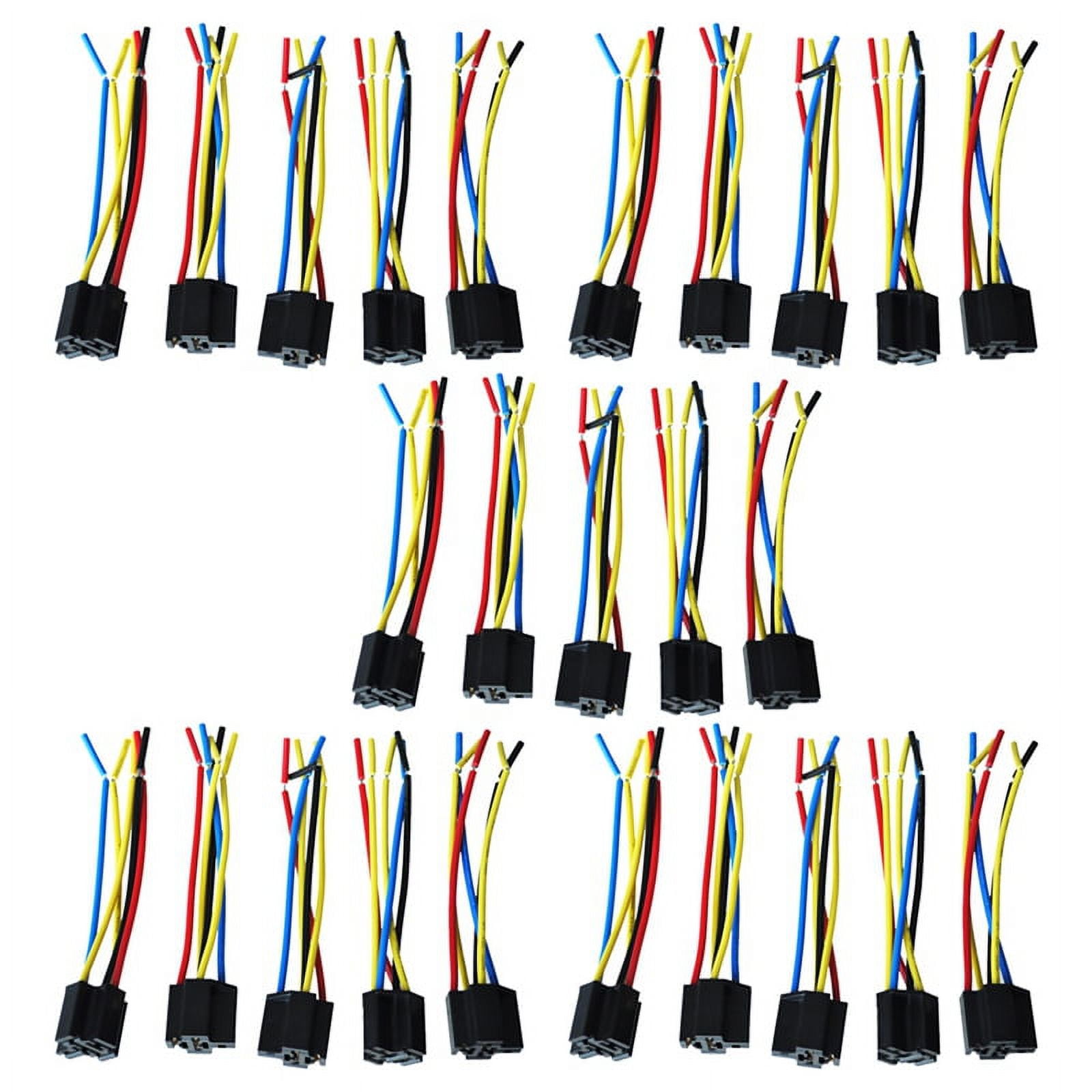 25 Pcs 5 Pin Wires Cable Relay Socket Harness Connector DC 12V for Car ...