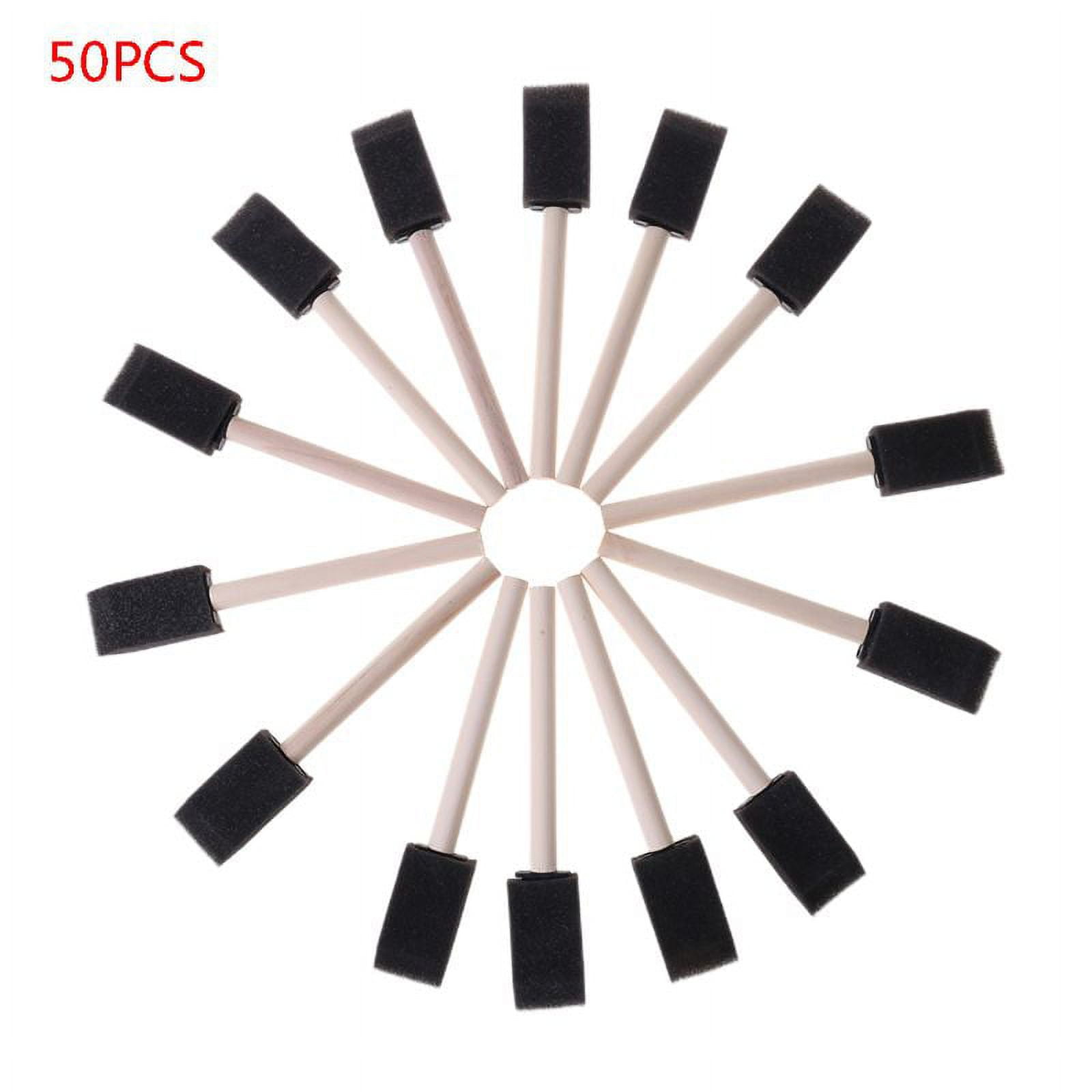 25 Pcs/50 Pcs Foam Brush Sponge Brush Wooden Handle for Kid Adult ...