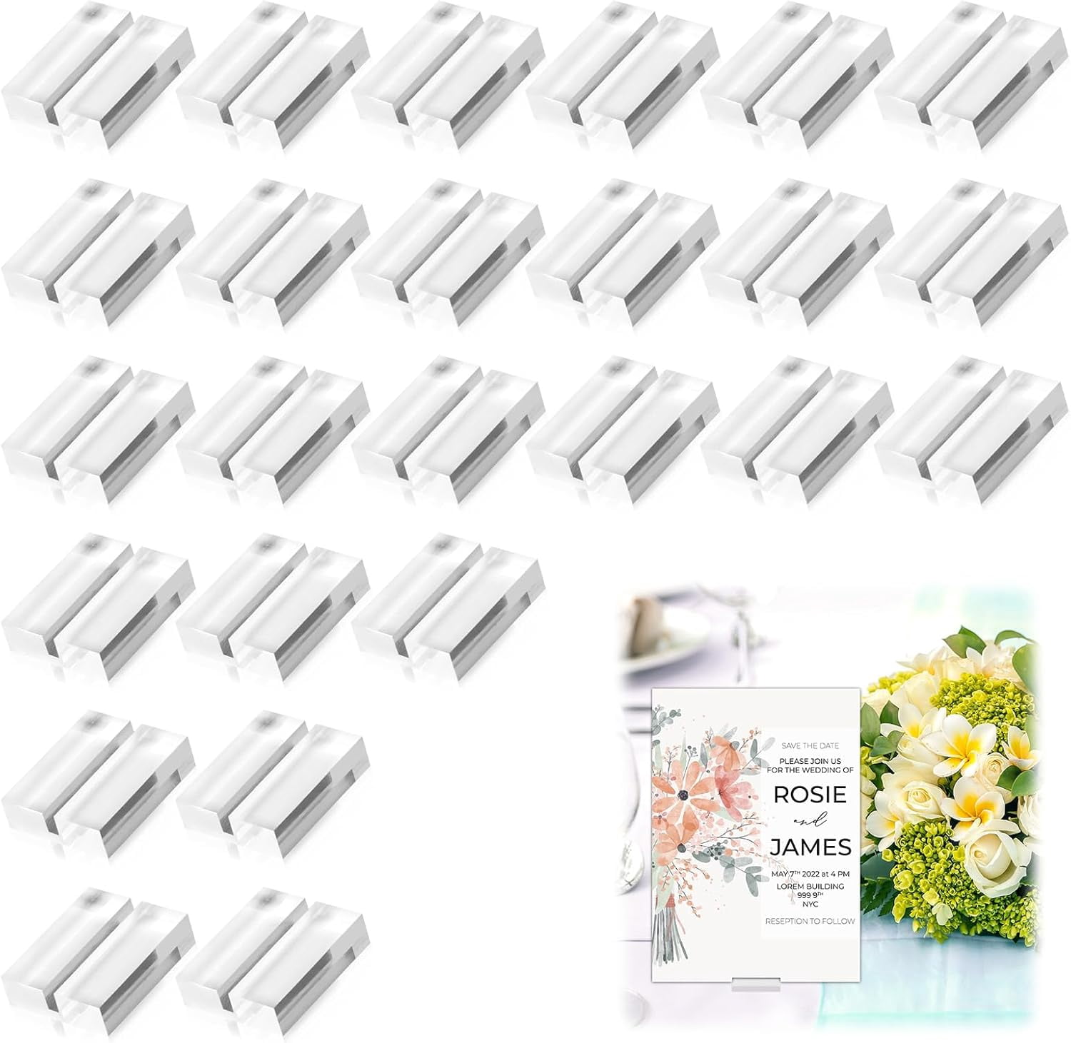 25 Pcs Acrylic Card Holders,1.2 Inch Name Card Holder Stands,Clear ...