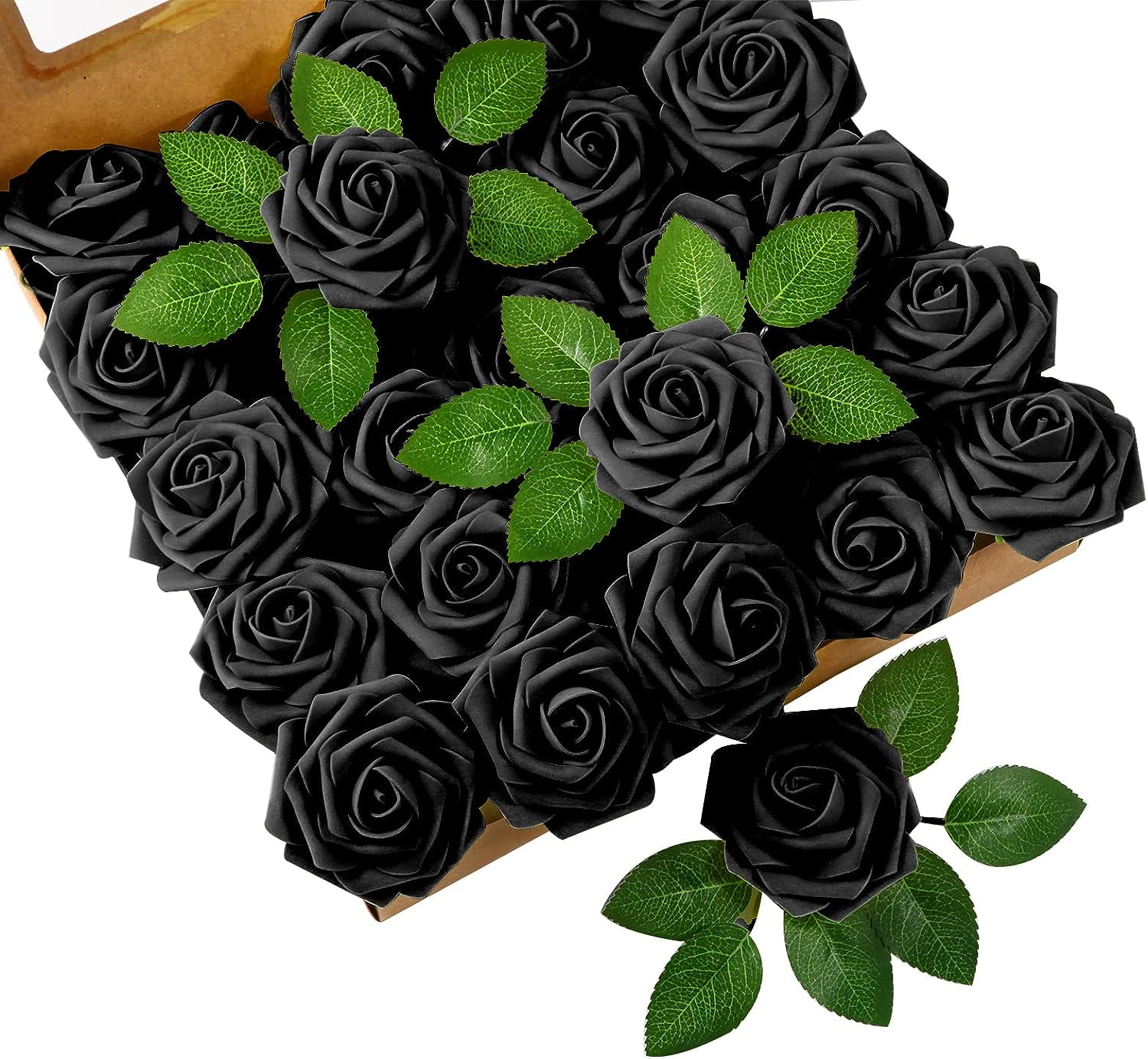 25 Pcs Artificial Foam Rose Flowers, Black Vintage Fake Roses DIY ...