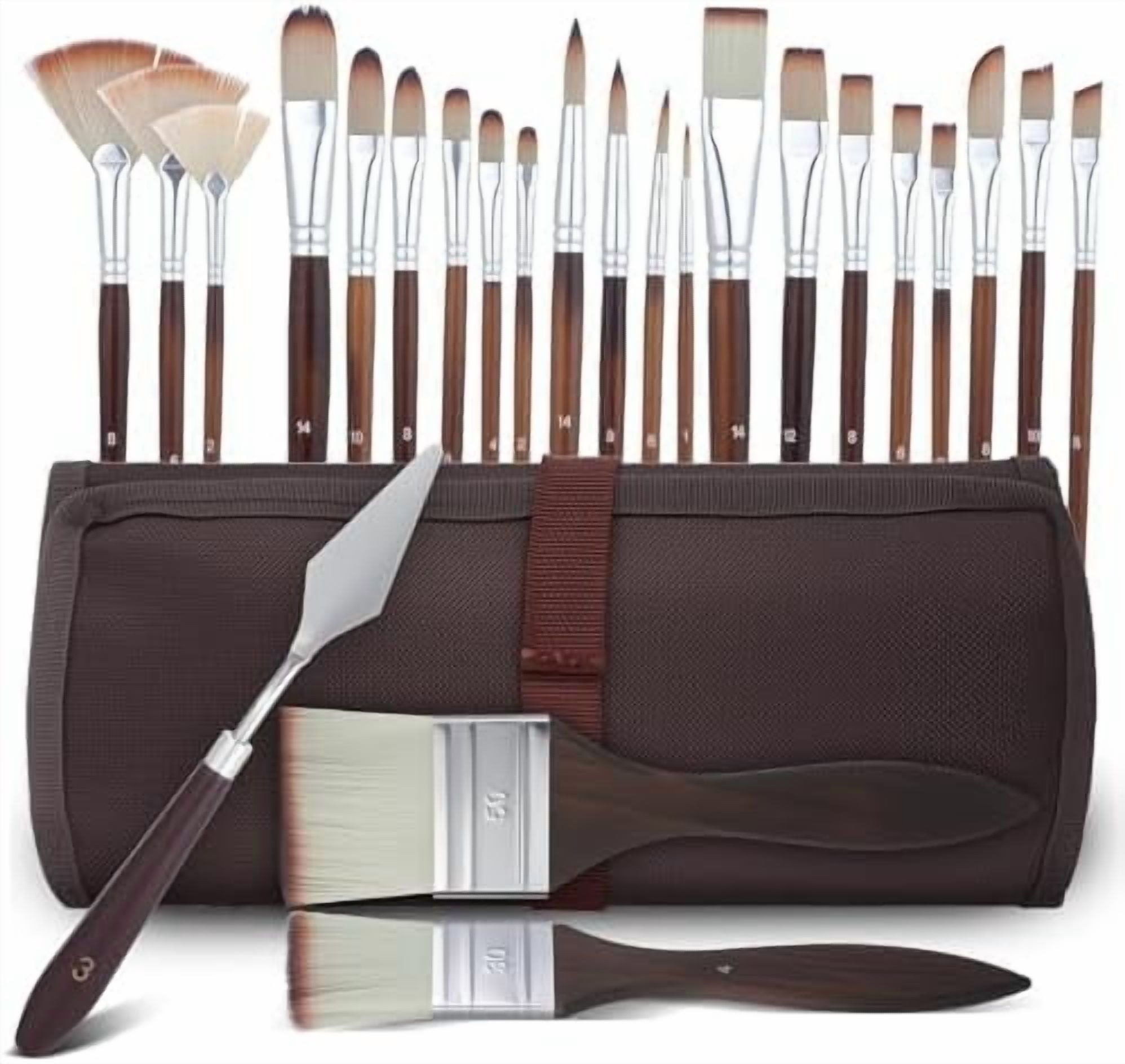25 Pcs Artist Paintbrush Set, Professional Acrylic Oil Paint Brushes ...