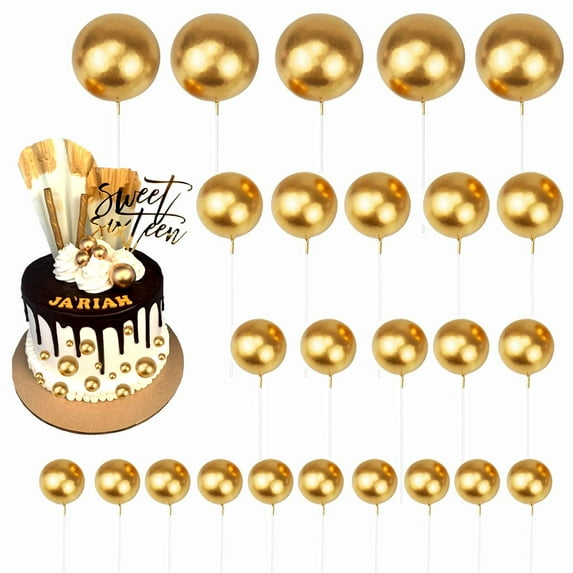 25 Pcs Balls GGA1 Topper Ball Shaped Insert Toppers Pearl Balls Pick ...
