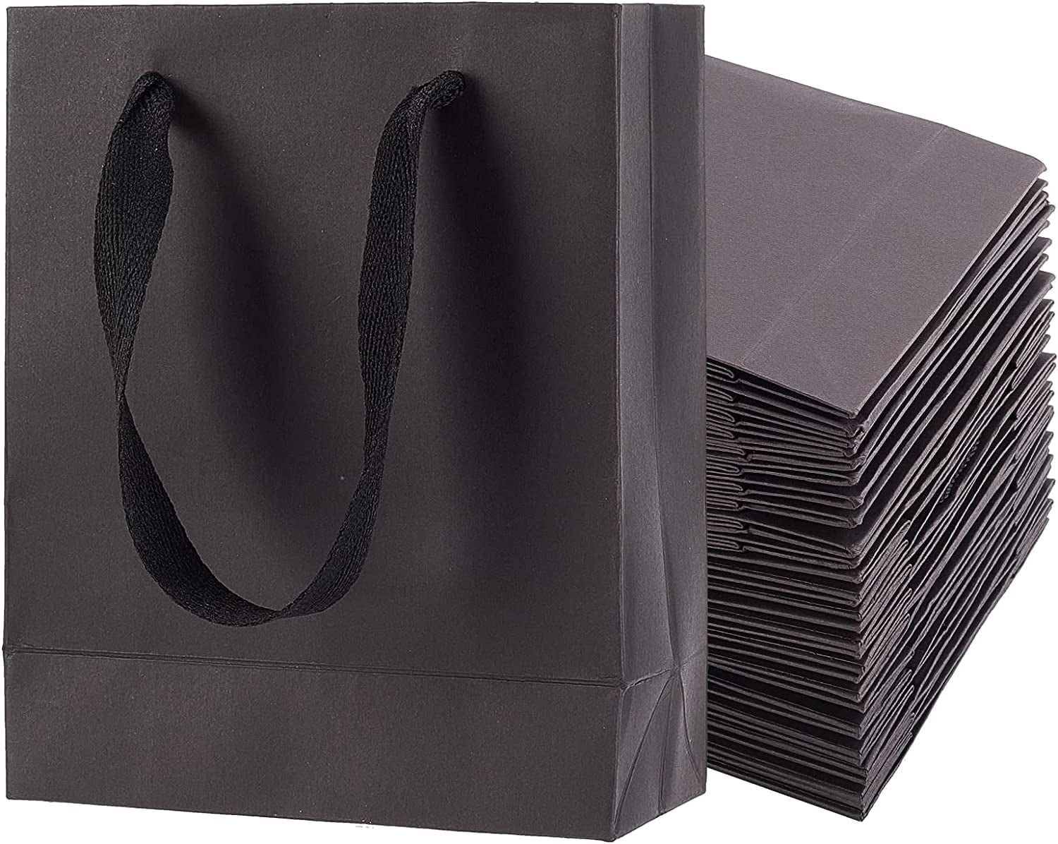 25 Pcs Black Paper Shopping Bags Rectangle Bags with Handles for ...
