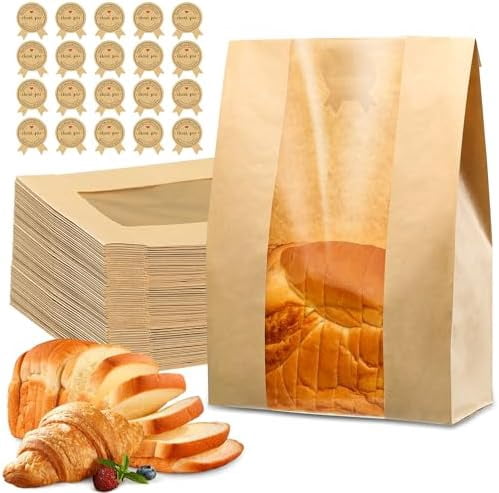 25 Pcs Bread Bags for Homemade Bread, Sourdough Paper Bags With Window ...