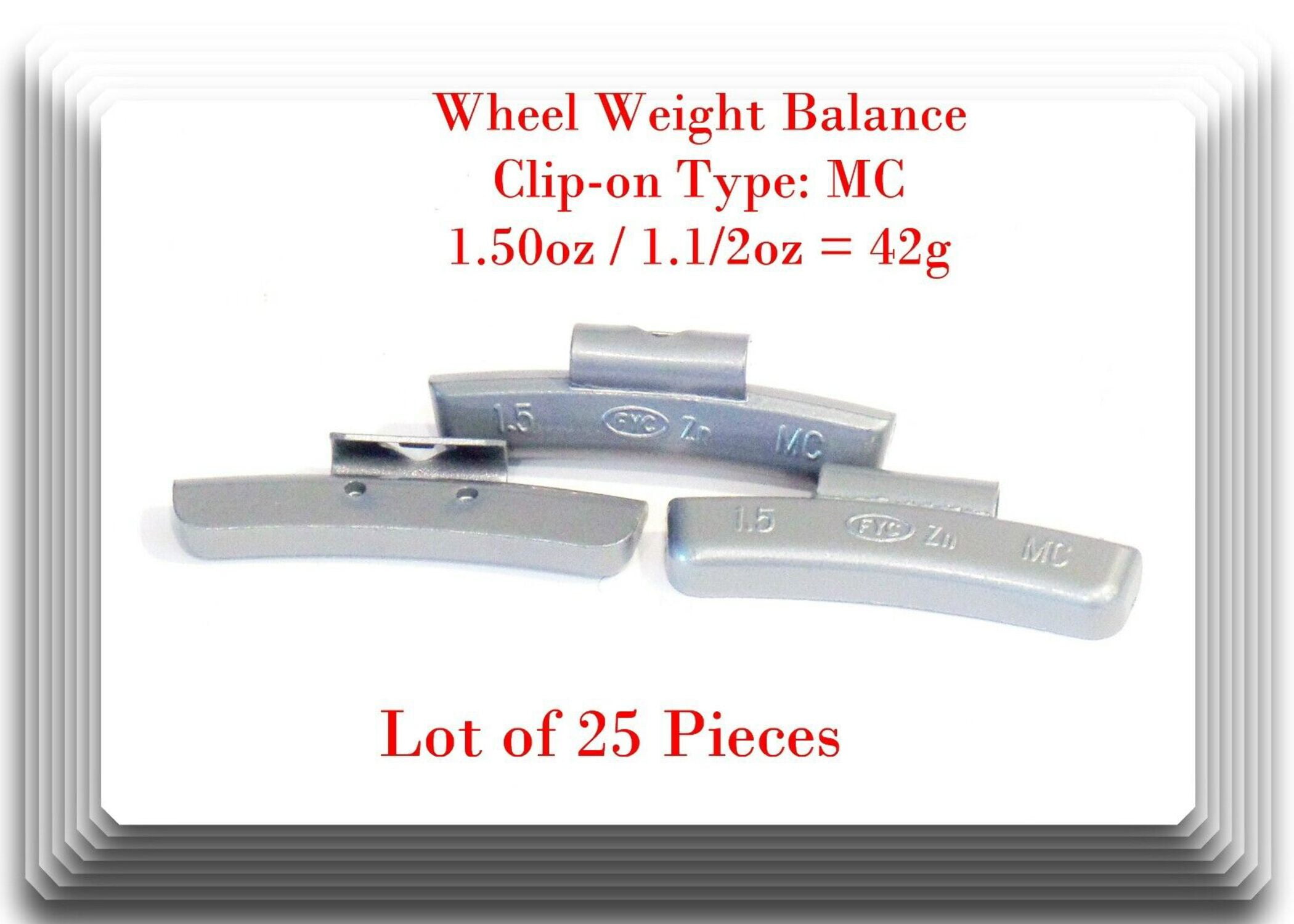 25 Pcs CLIP-ON Wheel Weight Balance MC Type 1.50oz 42g For All Type ...