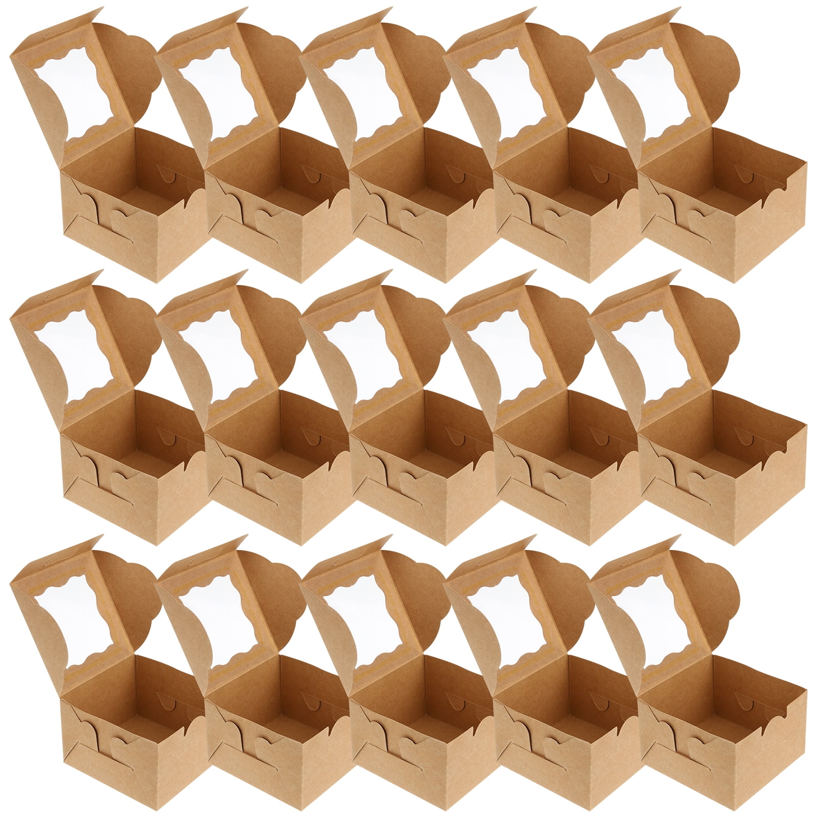 25 Pcs Cake Boxes Gift Kraft Paper Dessert Packaging Plastic Pastries ...