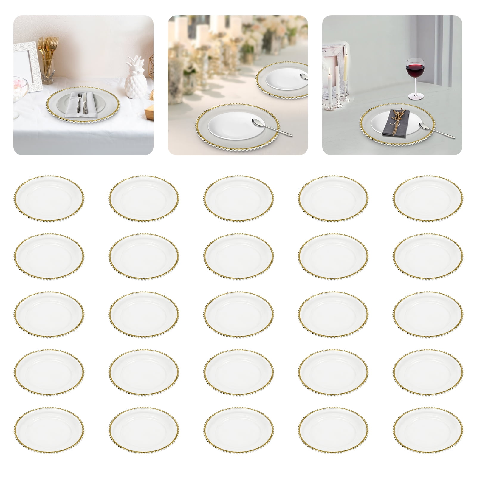 25 Pcs Clear Charger Plates,Plastic Round Table Charger Plates,Dinner ...