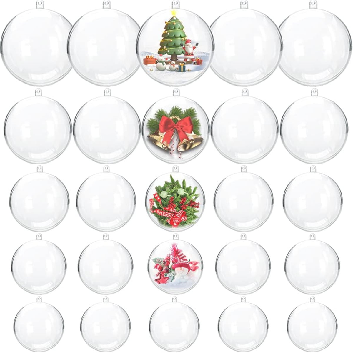 25 Pcs Clear Plastic Fillable Ornaments,Plastic Ornaments Balls,DIY ...