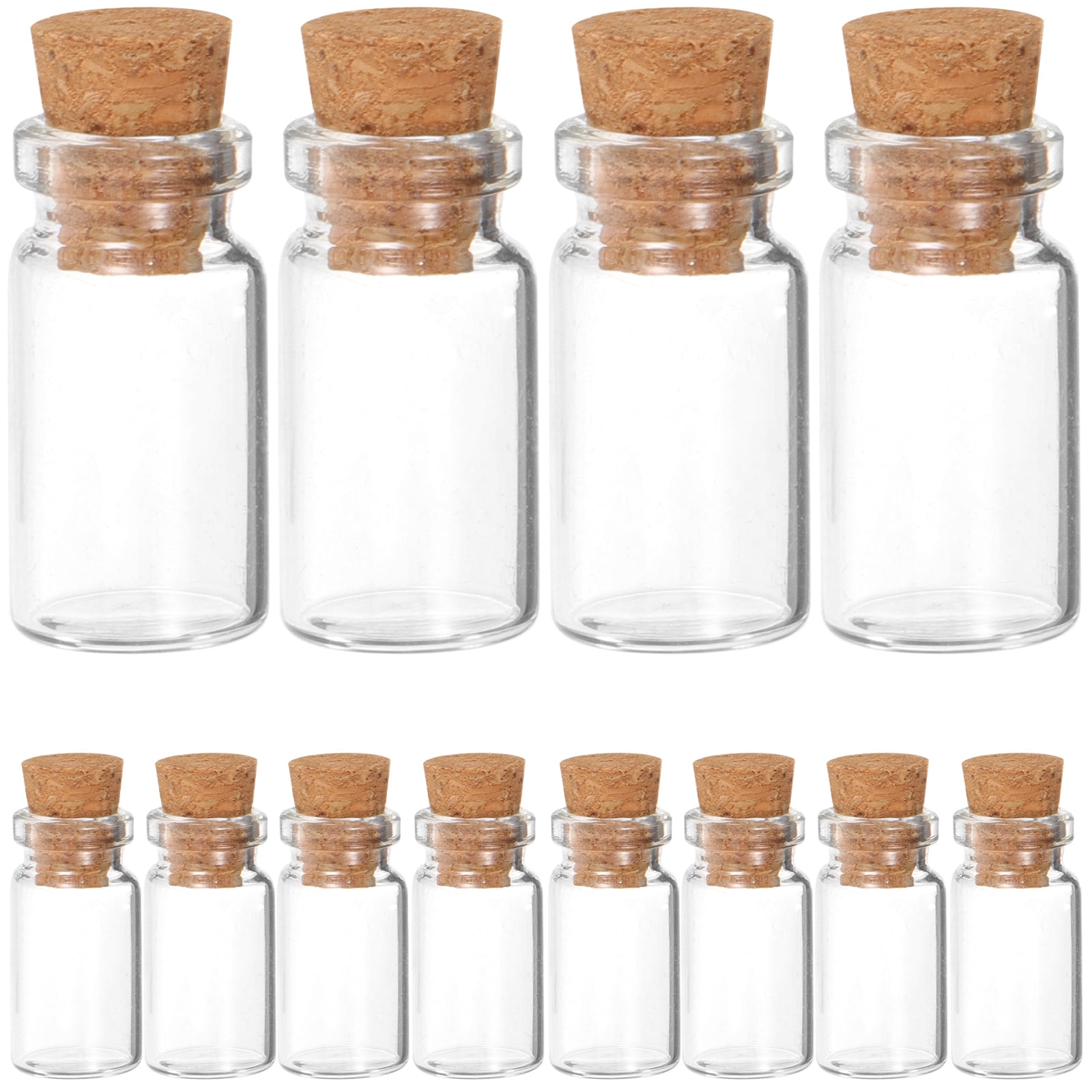 25 Pcs Clear Small Mini Glass Jars with Cork Stoppers DIY Wish Bottles ...