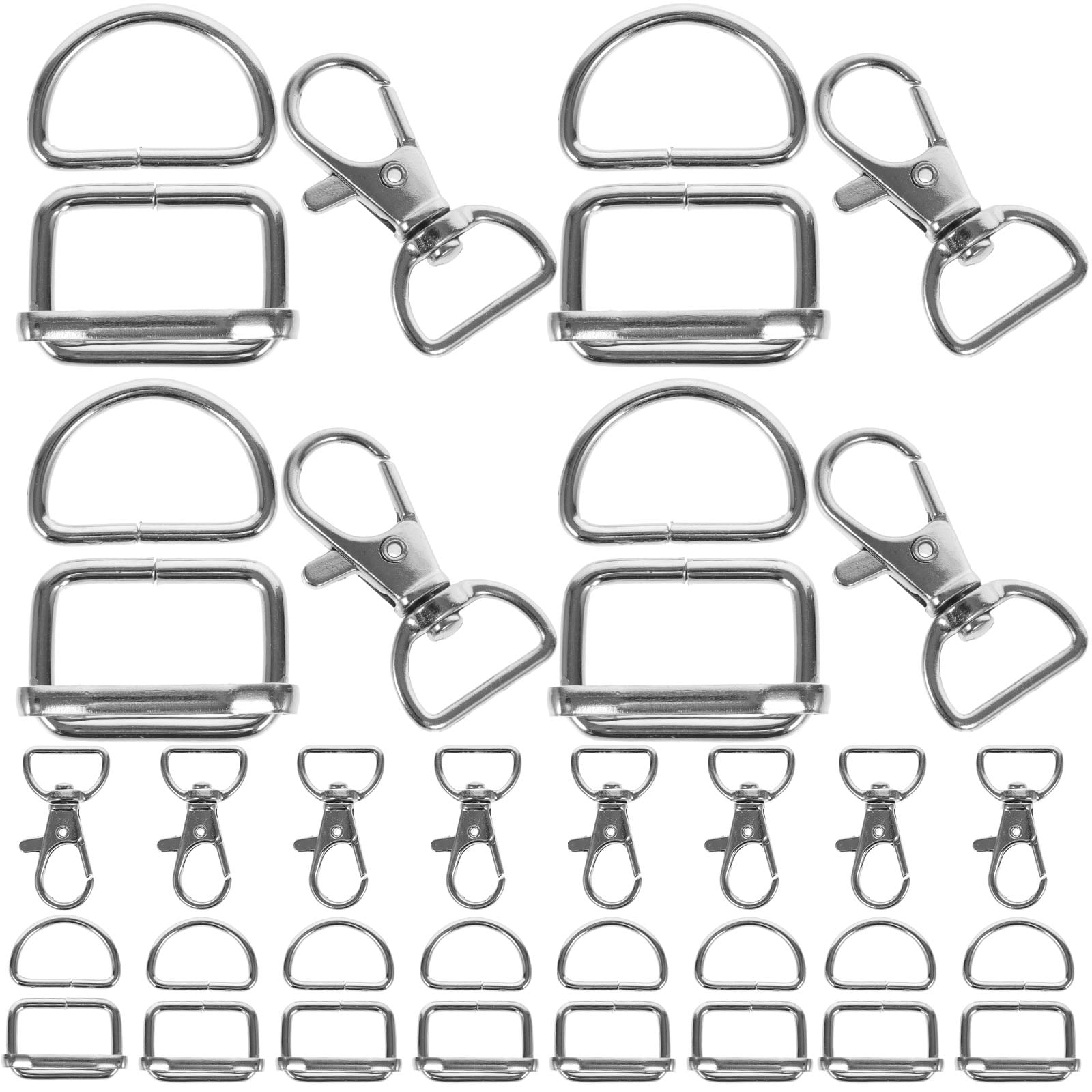 25 Pcs D Rings for Trailers Key Chain Set 3.80X2.30X0.20CM Silver ...