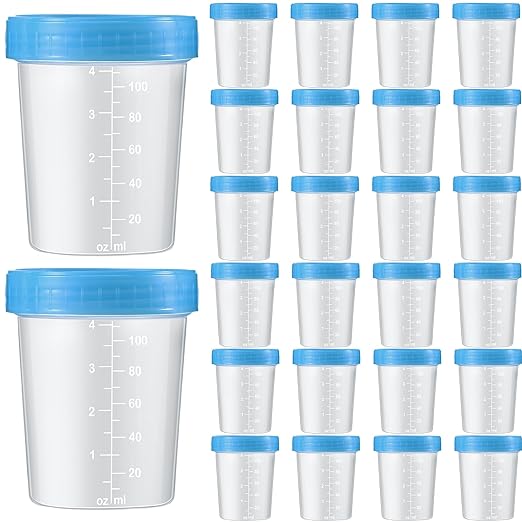 25 Pcs Disposable Specimen Cup Urine Cups 4oz Specimen Container with ...