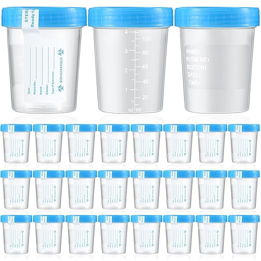 25 Pcs Disposable Urine Cup Specimen Cups with Lids and Tamper Evident ...