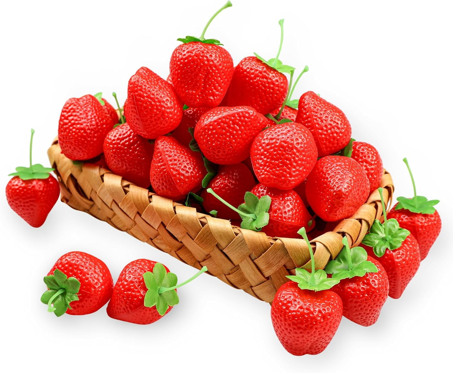 25 Pcs Fake Strawberries, Artificial Red Strawberry, Lifelike Fruit ...