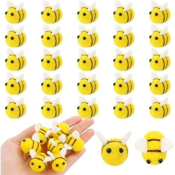 25 Pcs Felt Bees Decor Small Wool Bumble Bee Plush Party Decorations ...
