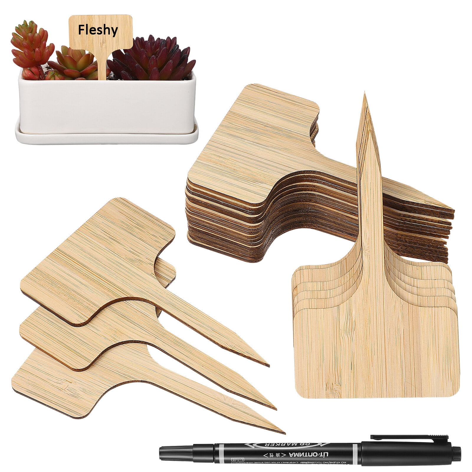 25 Pcs Funny Plant Markers Wooden Plants Labels T Shape Garden Labels ...