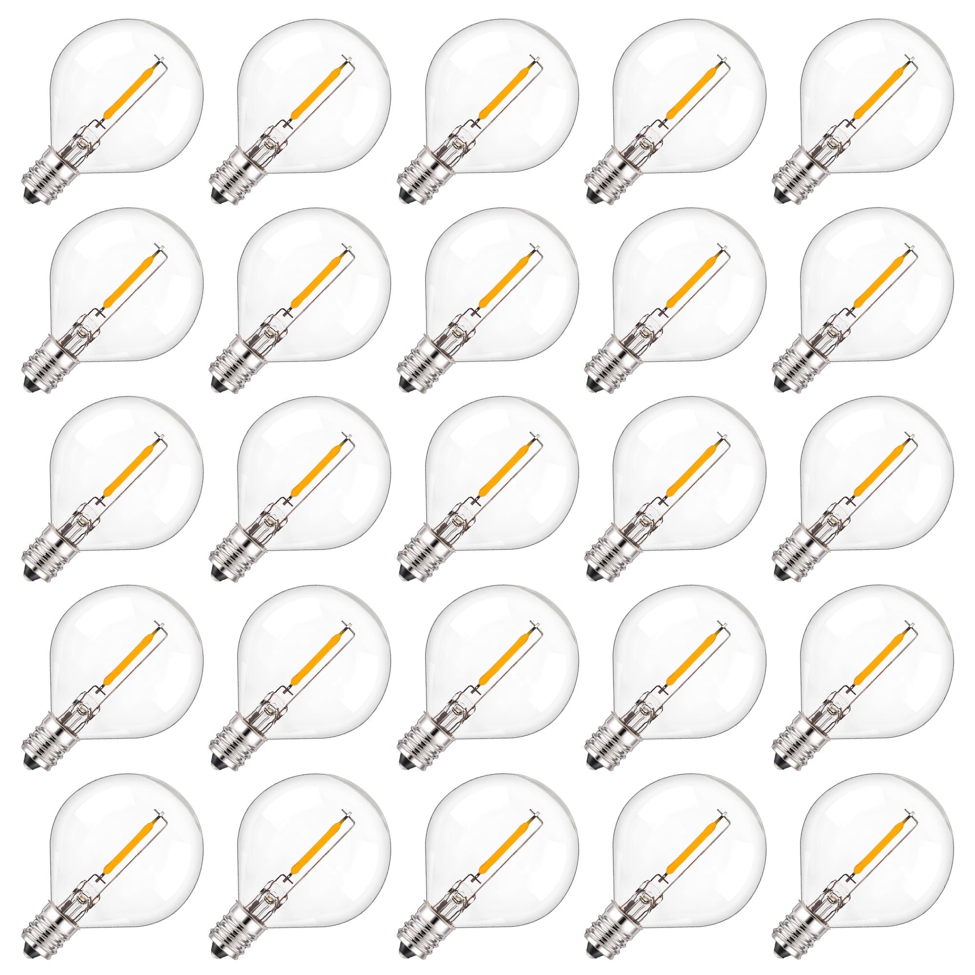 G40 Clear Glass Replacement Bulbs, 25 Pcs, 1W, E12 Base, Warm White ...