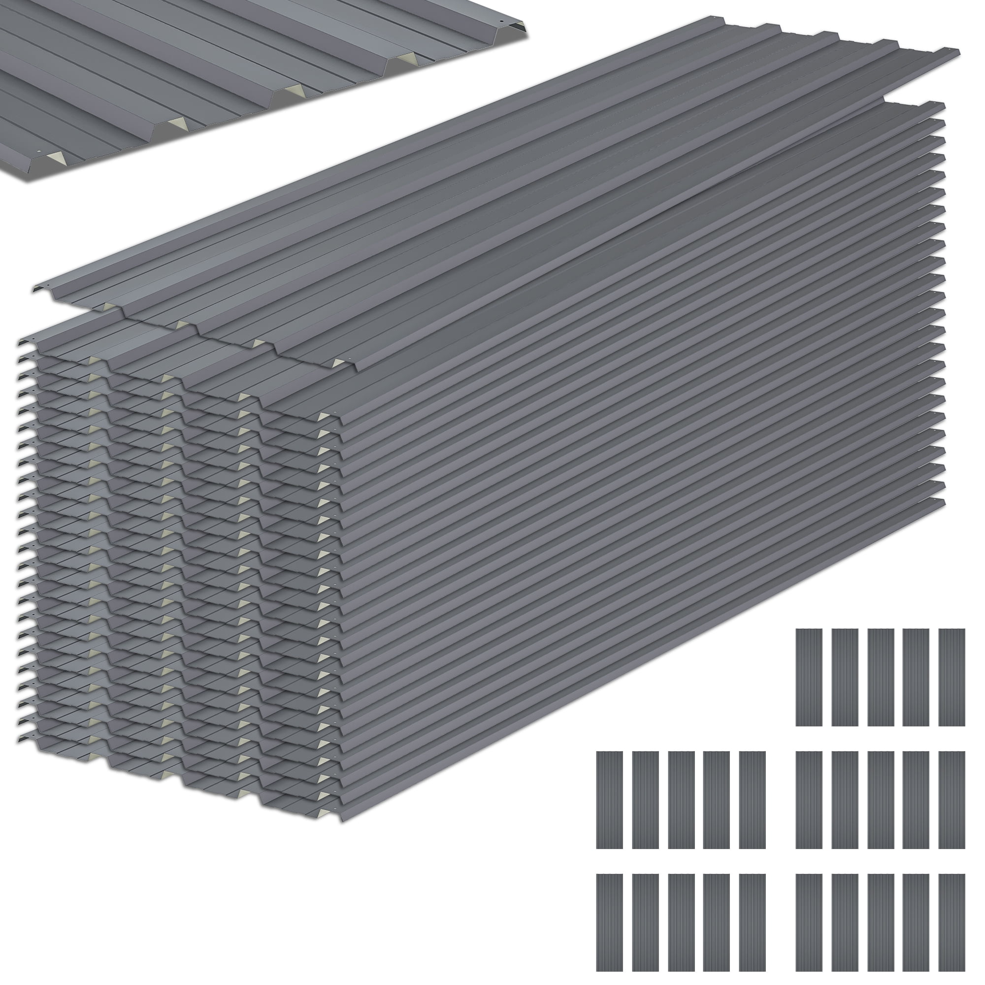 25 Pcs Galvanized Metal Roof Panels Hardware Roofing Sheets, Gray ...