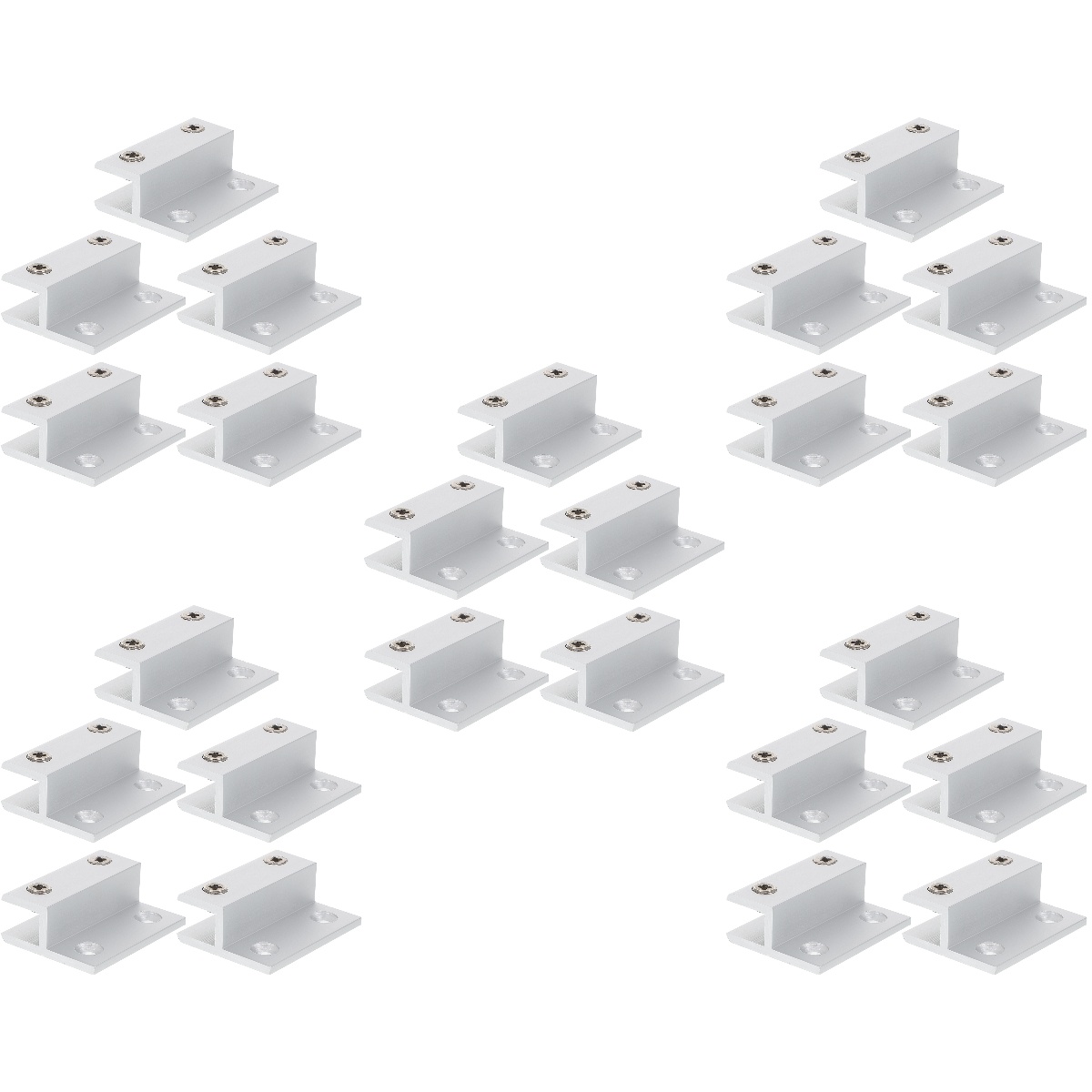 CIMAXIC 25 Set Silver Heavy Duty Clamp Wall Mounted Glass Shelf Bracket ...