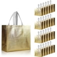 25 Pcs Gold Reusable Gift Bags with Metallic Design, Non-woven Bag Bulk ...