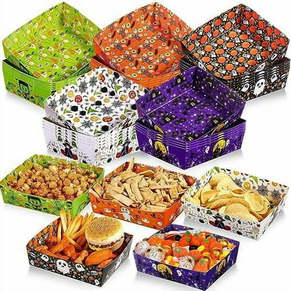 25 Pcs Halloween Paper Serving Bowls Ghost Pumpkin Snack Candy Holder ...