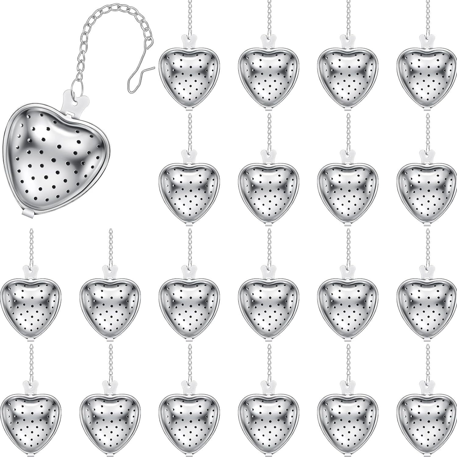 25 Pcs Heart Tea Strainer Stainless Steel Ball Infuser Loose Leaf ...