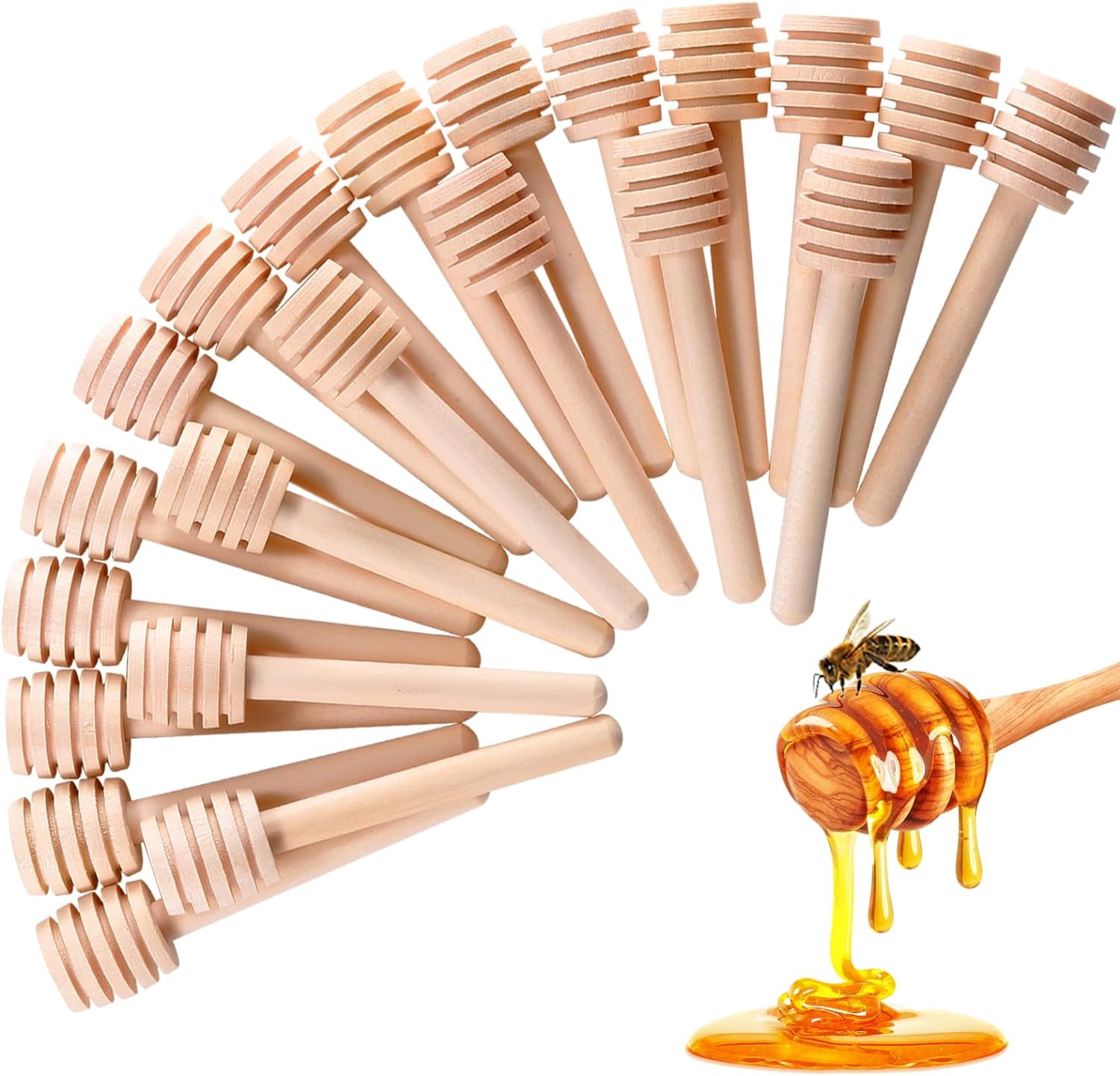 25 Pcs Honey Sticks Dipper, 3 inch Mini Wooden Honeycomb Stick, Small ...