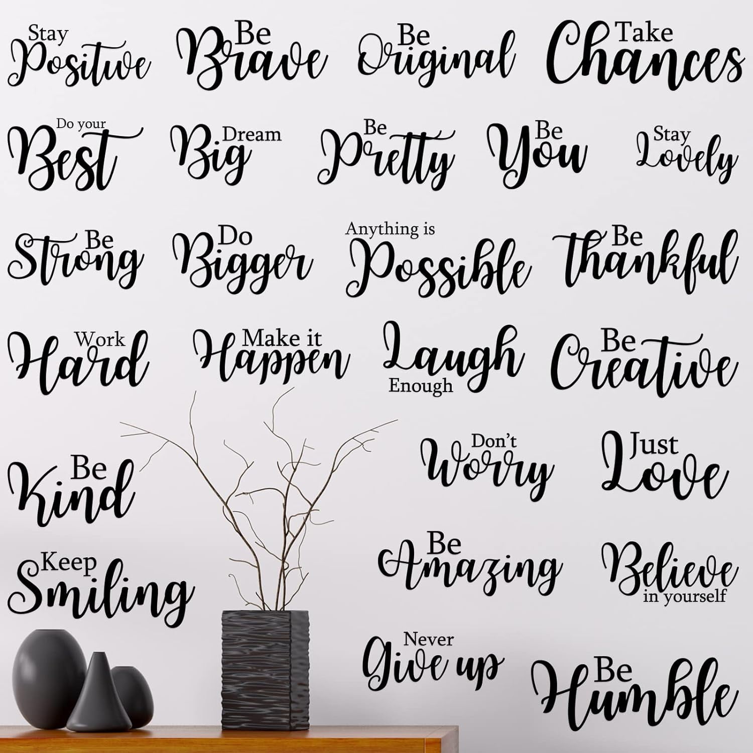 25 Pcs Inspirational Wall Decal Motivational Quote Peel and Stick Vinyl ...