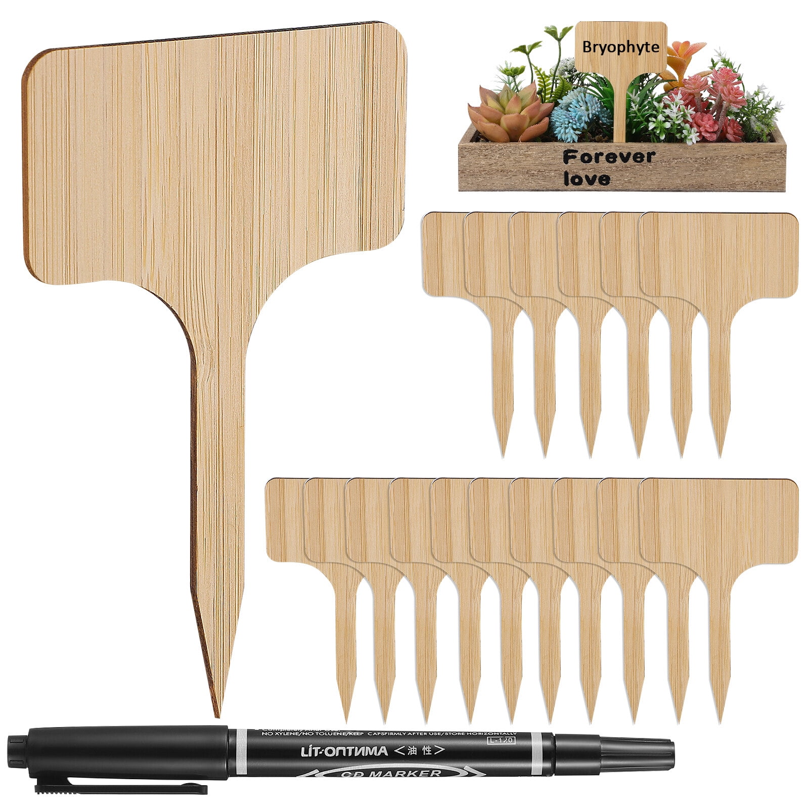 25 Pcs Labels Indoor Plants Wooden Tags Garden Marker with Pen Flower ...