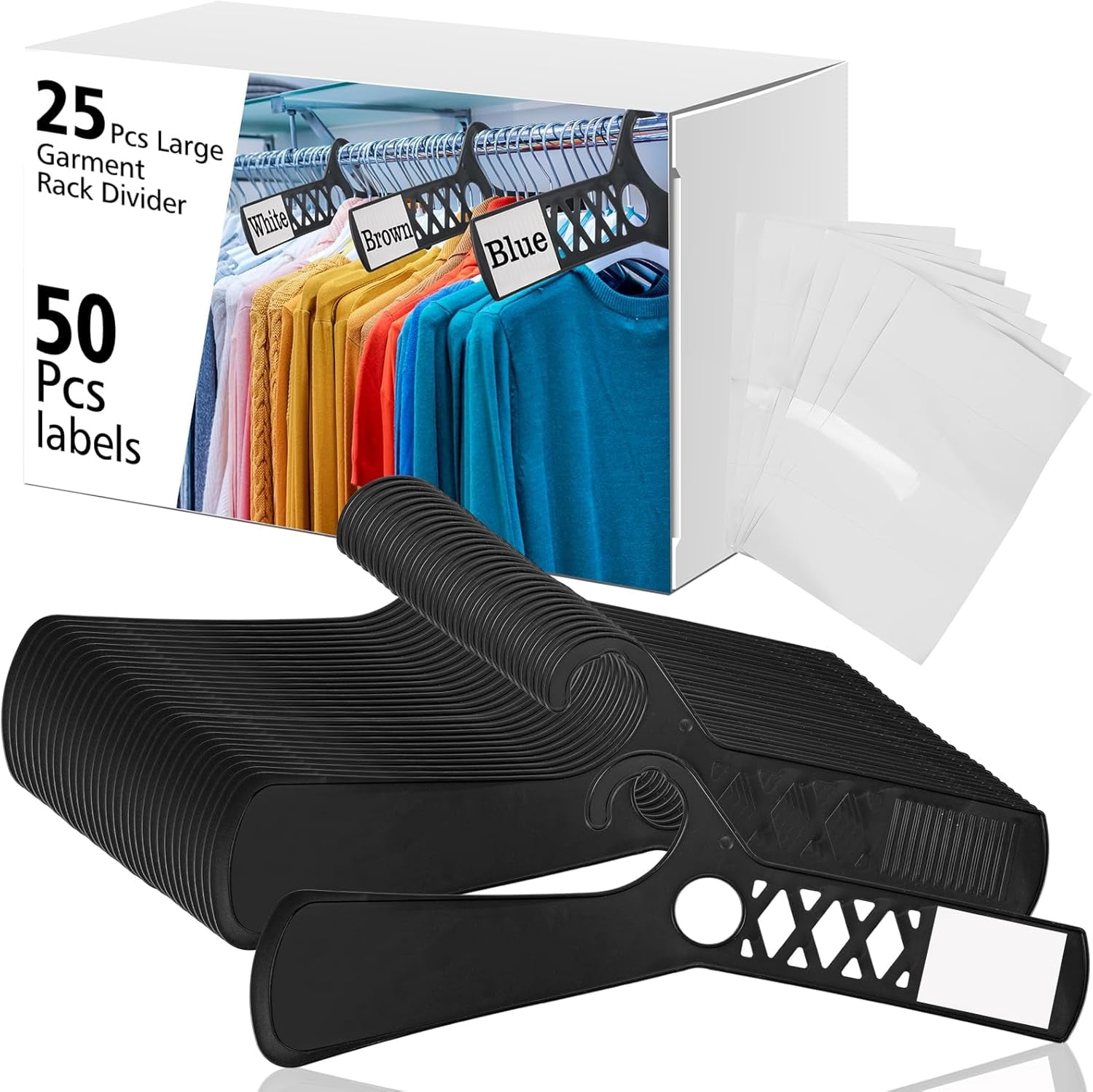 25 Pcs Large Closet Dividers and 50 Pcs White Blank Cards 18 Inch ...