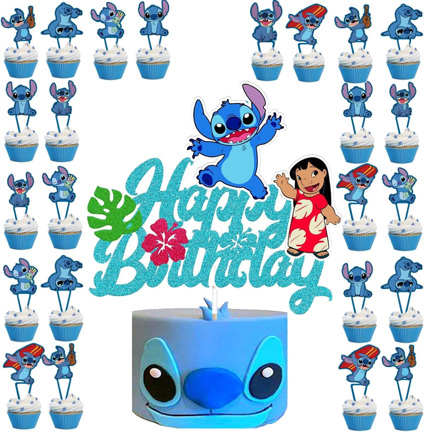 25 Pcs Lilo & Stitch Cake Toppers, Stitch Cartoon Cake Decorations ...