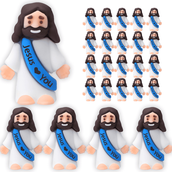25 Pcs Little Jesus Figures Original Design Jesus Love You Mini Rubber ...