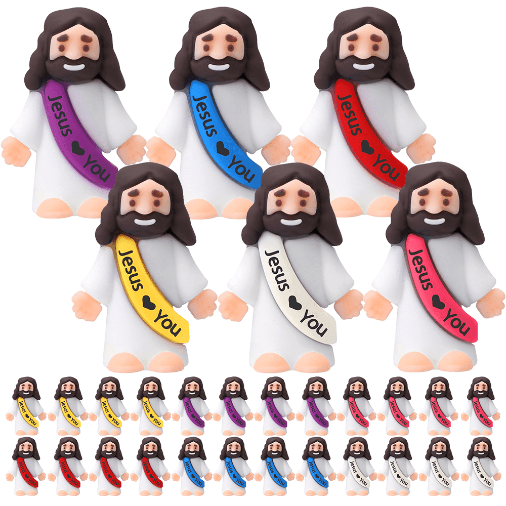 30 Pcs Little Jesus Figures Original Design Jesus Love You Mini Rubber ...