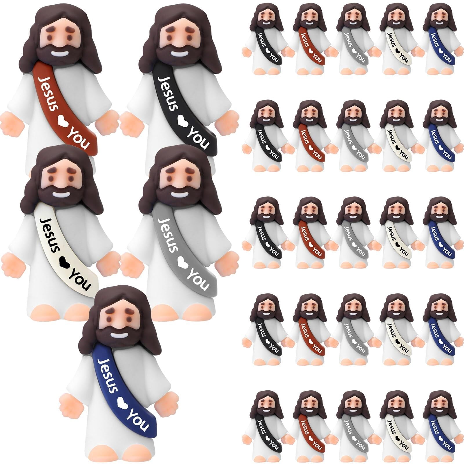 25 Pcs Little Jesus Figures Original Design Jesus Love You Mini Rubber ...