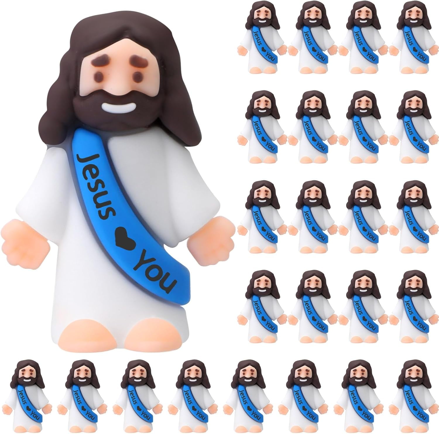 25 Pcs Little Jesus Figures Original Design Jesus Love You Mini Rubber ...