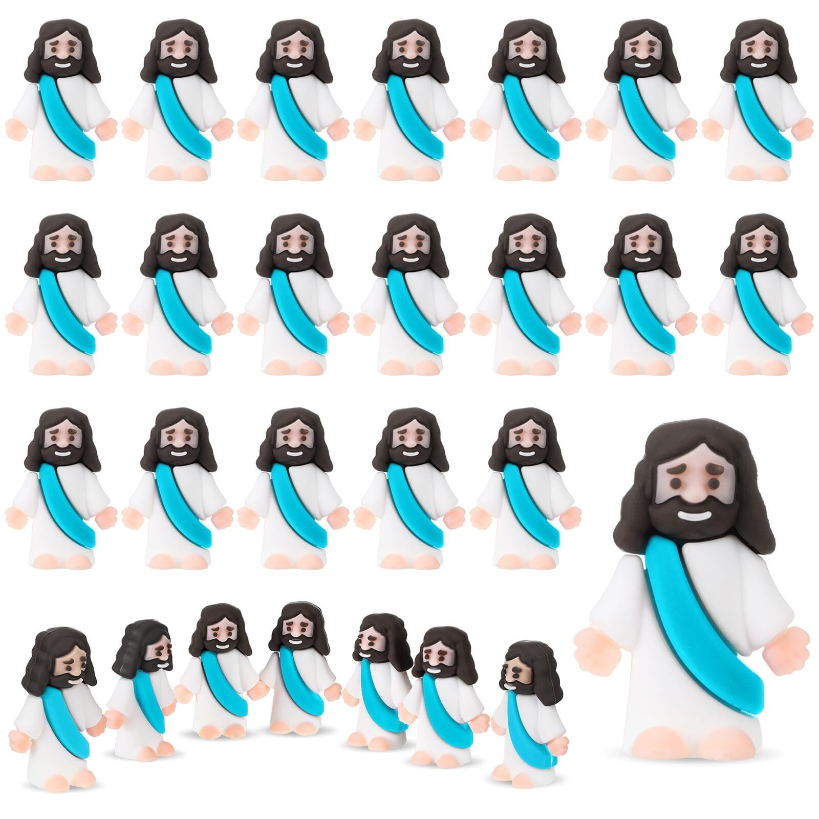 25 Pcs Little Jesus Figures Original Design Mini Rubber Jesus Toys to ...