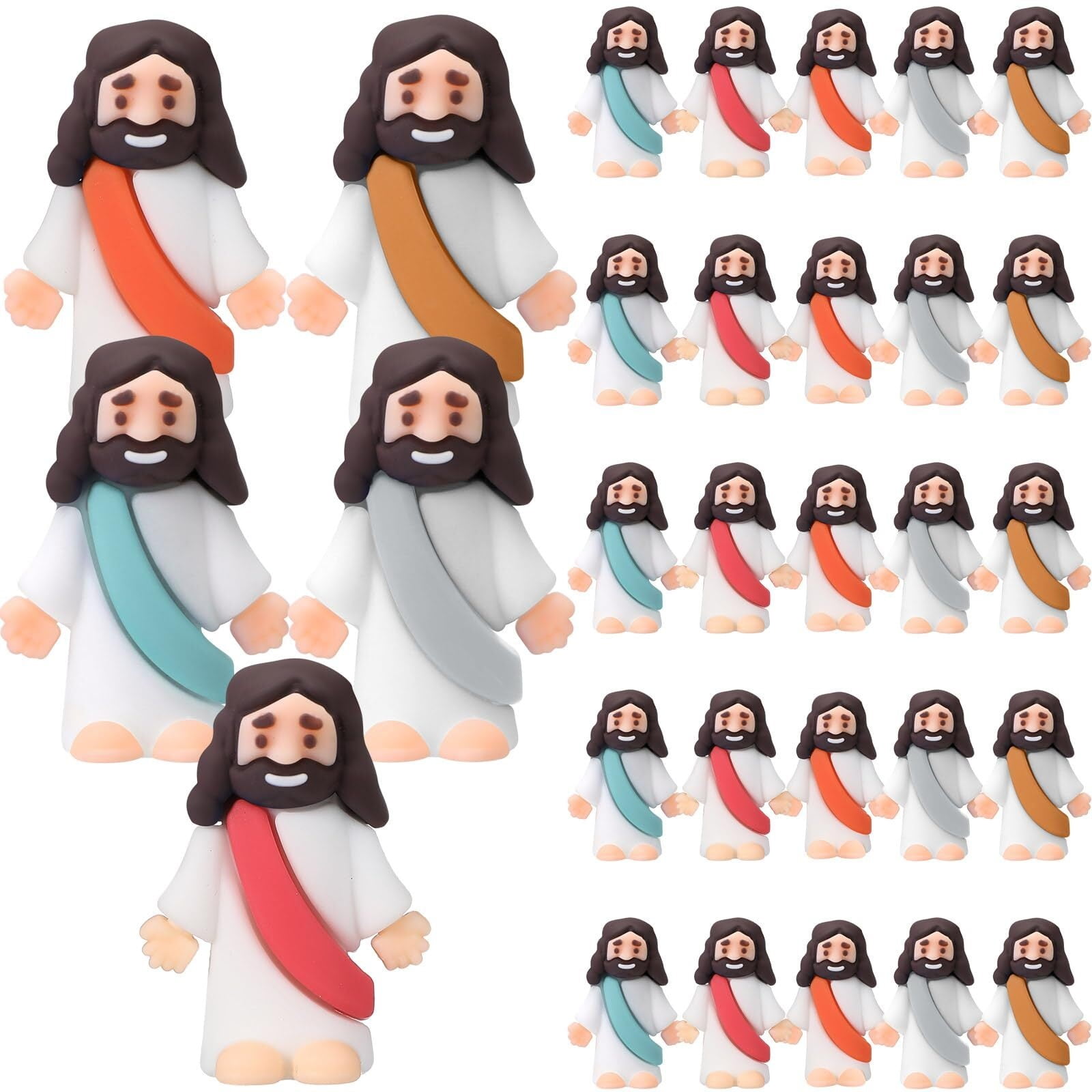 25 Pcs Little Jesus Figures Original Design Mini Rubber Jesus Toys to ...