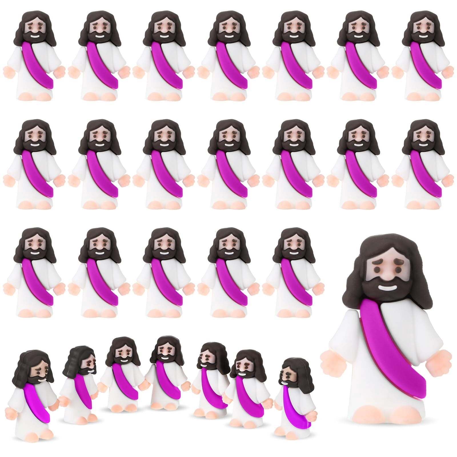 25 Pcs Little Jesus Figures Original Design Mini Rubber Jesus Toys to ...