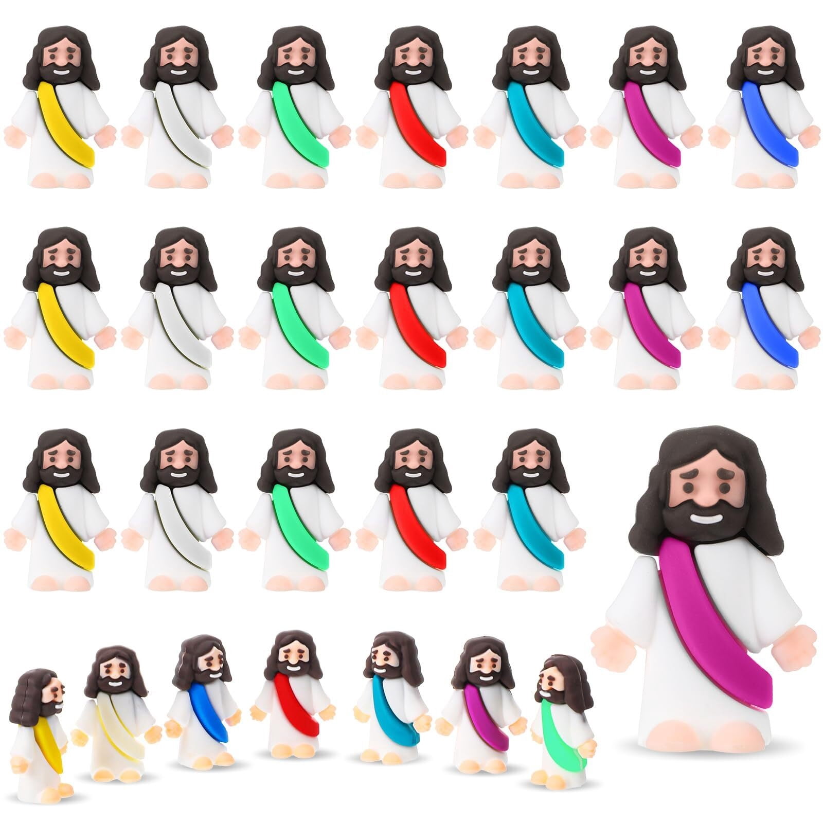 25 Pcs Little Jesus Figures Original Design Mini Rubber Jesus Toys to ...