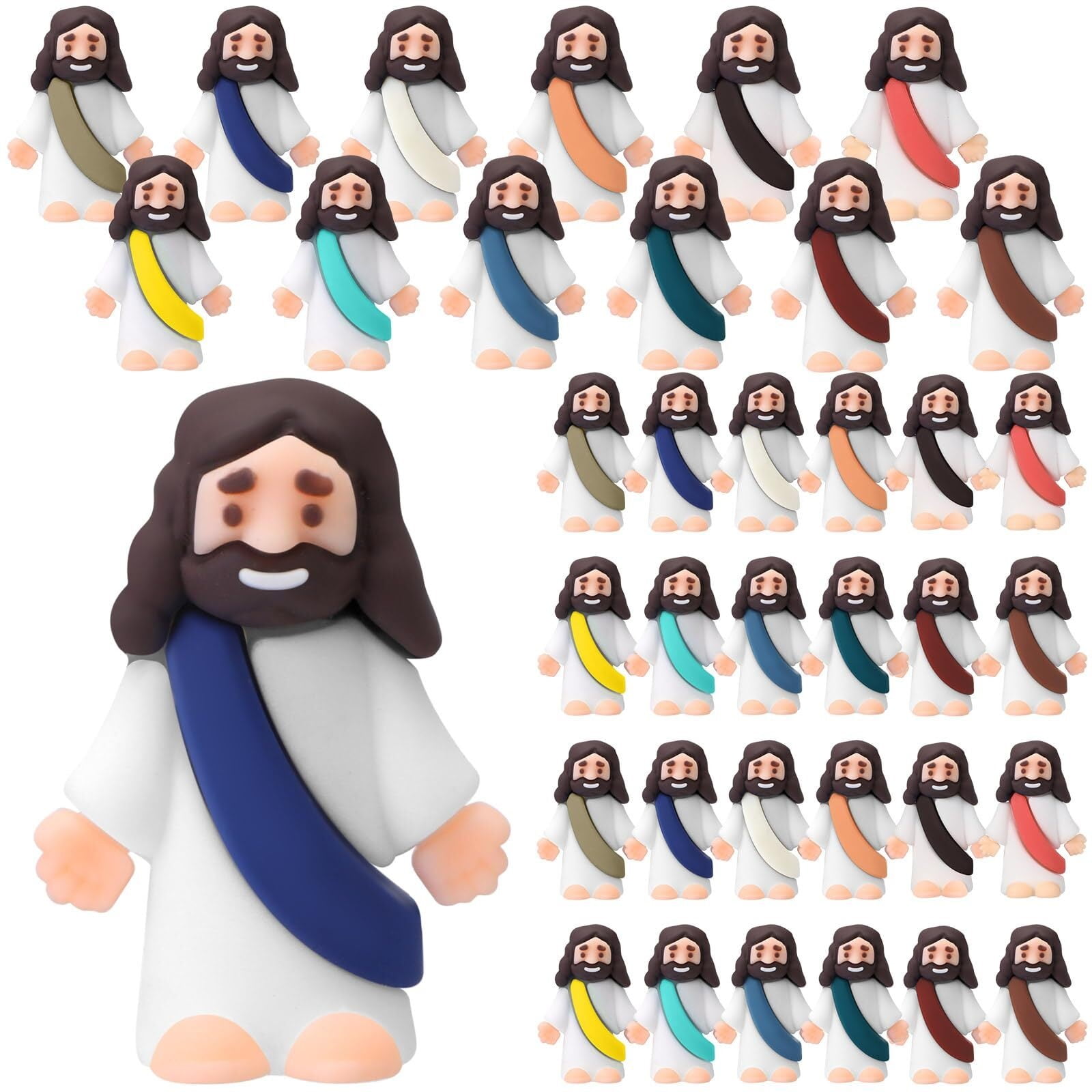 25 Pcs Little Jesus Figures Original Design Mini Rubber Jesus Toys to ...